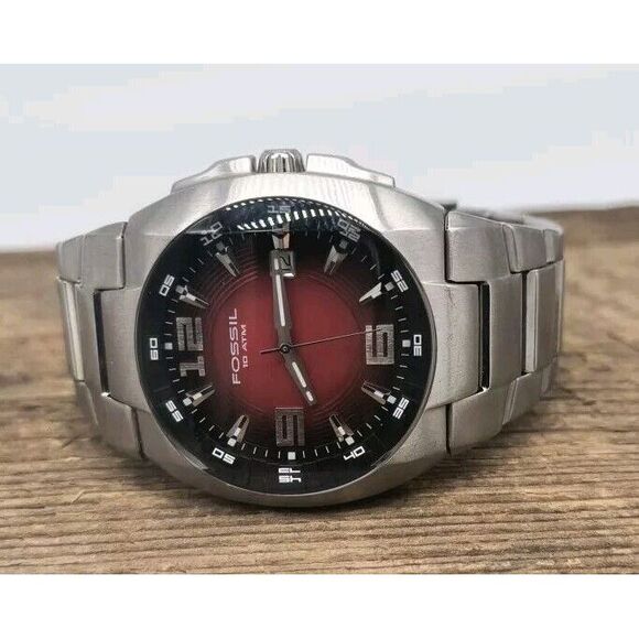 Fossil | Accessories | Mens Fossil Watch With Red Dial New Battery ...